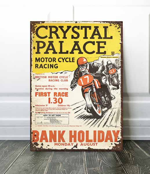 Vintage Crystal Palace Motorcycle Racing Sign – Boomer And Me